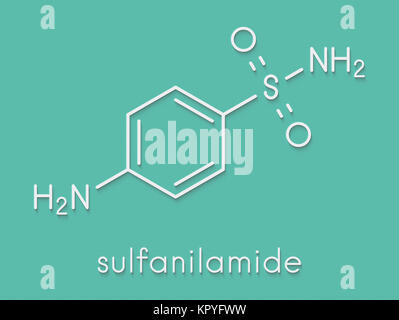 Sulfanilamide (sulphanilamide) sulfonamide antiobiotic molecule. One of ...