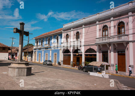 Central America, Nicaragua. Colonial city of Granada. Cobble stone ...
