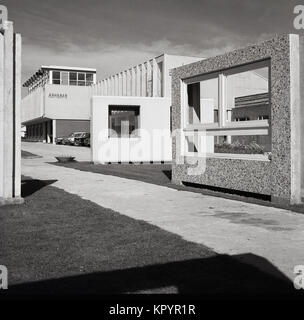 1970s, exterior picture showing samples on display of the pre-cast ...