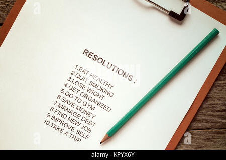 Clipboard with list of resolutions Stock Photo - Alamy
