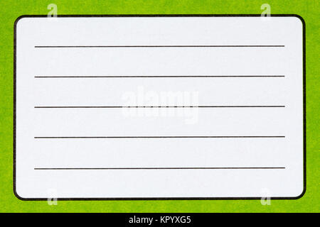 Name label of green Exercise book Stock Photo - Alamy