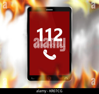 112 Emergency Call Number. Emergency call sign. flat style Stock Photo ...
