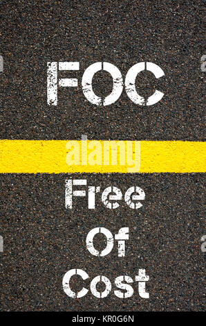 Business Acronym FOC- Free Of Cost. Yellow paint line on the road ...