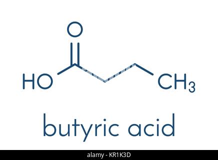 Butyric acid, butanoic acid molecule. Butyrates or butanoates are salts ...