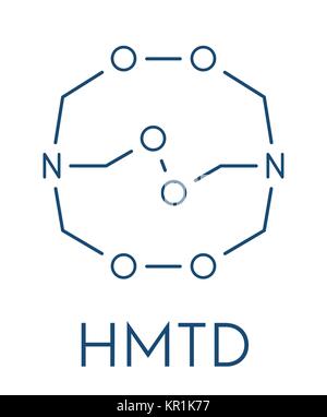 Hexamethylene triperoxide diamine (HMTD) explosive molecule. Skeletal ...