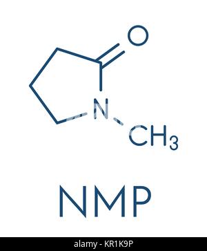 N-methyl-2-pyrrolidone (NMP) chemical solvent molecule. Skeletal ...