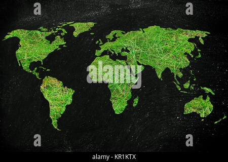 eco world map made of green leaves Map Green leaf Environmental ...