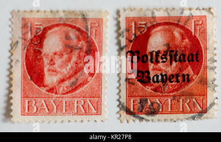 german stamps from Bayern with overprint Freistaat Bayern Stock Photo ...