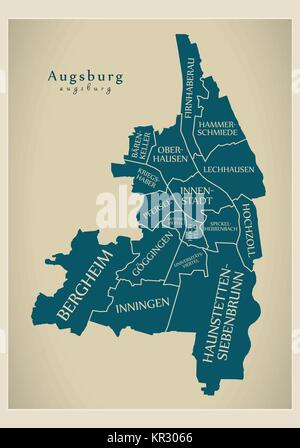 Augsburg City Map Germany DE labelled black illustration Stock Vector ...