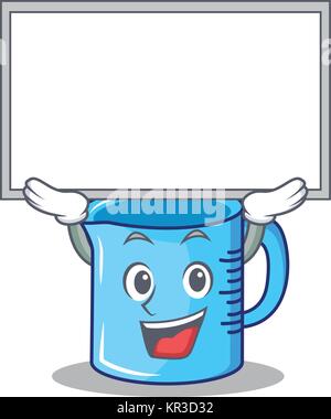 Measuring cup cartoon character bring information board. Vector ...