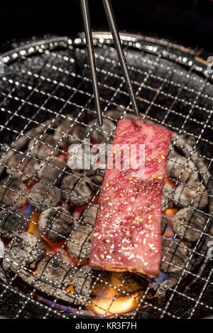 grilled Freshness Japanese wagyu Sirloin meat BBQ yakiniku Stock Photo ...