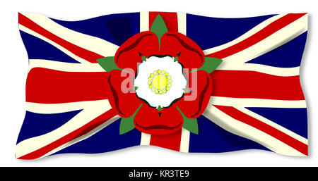 Illustration of a red English rose with flag of England inside shield ...