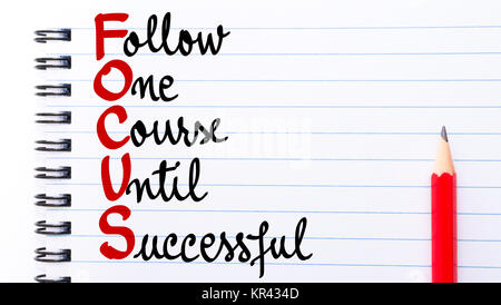 FOCUS follow one course until successful symbol. Concept words FOCUS ...