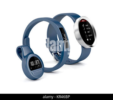 Smartwatch and activity trackers on white background Stock Photo - Alamy