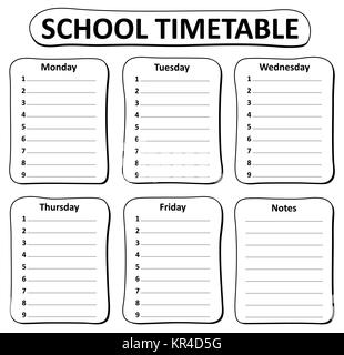 Black and white school timetable theme 3 Stock Photo - Alamy