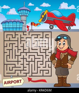 Maze 2 with airplane - picture illustration Stock Photo - Alamy