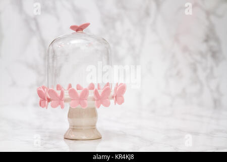 Empty Bell Jar with Pink Butterfly Design Stock Photo - Alamy