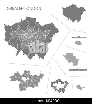 Administrative map of Greater London region, United Kingdom Stock Photo ...