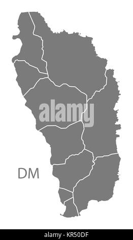Dominica Map grey Stock Photo - Alamy