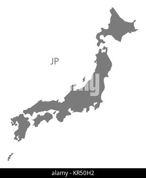 Japan regions Map grey Stock Photo - Alamy