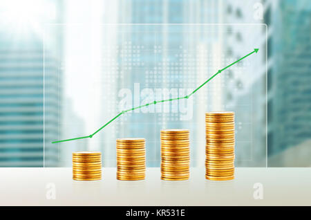 Coin stacks on world map surface. Banknotes and coins. World finance ...