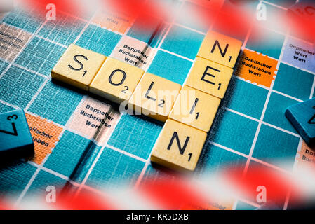 Letters, words 'Soli' and 'Nein', abolition of the solidarity tax, icon ...
