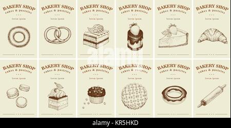 Labels with bread and pastries. Set templates price tags for bakery ...