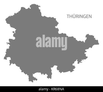 Modern Map - Thuringia map of Germany with counties and labels black ...