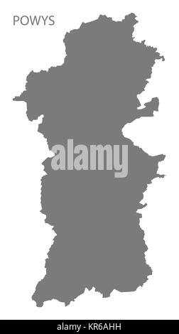 Powys, region of Wales - Great Britain. Colored elevation map with ...