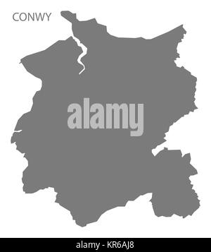 Conwy, region of Wales - Great Britain. Low resolution satellite map ...