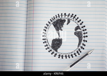 Group of people around the world. Pencil drawing Stock Photo - Alamy