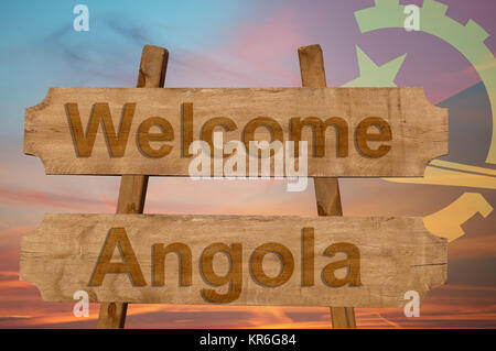 welcome to angola sing on wood background Stock Photo - Alamy