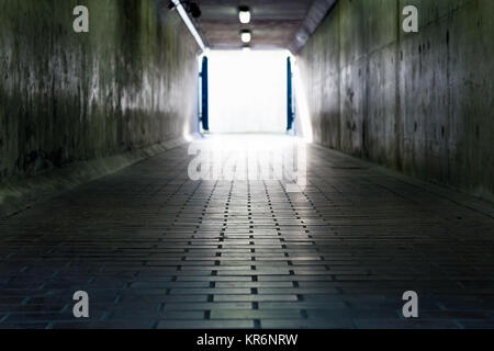 Thames Barrier passageway in London, a dim and concrete corridor ...