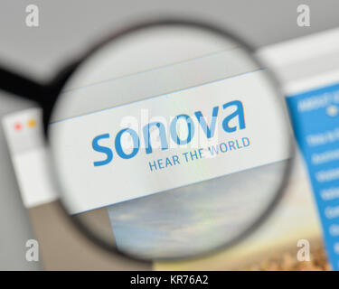 Milan, Italy - November 1, 2017: Sonova Holding AG logo on the website ...