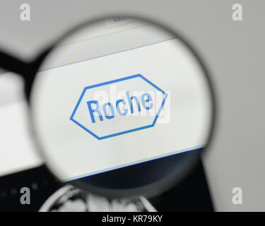 Milan, Italy - November 1, 2017: Hoffmann La Roche logo on the website ...
