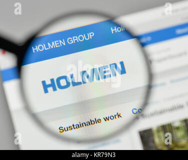 Milan, Italy - November 1, 2017: Holmen AB logo on the website homepage ...