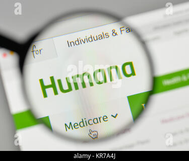 Milan, Italy - November 1, 2017: Humana logo on the website homepage ...