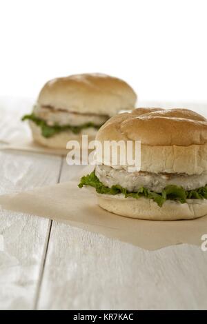two chicken burger sandwiches Stock Photo - Alamy