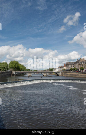 View looking South of the Mayenne River flowing through the town of ...