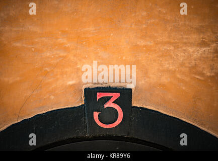 House number sign in Stockholm, Sweden. Details of Gamla Stan ...