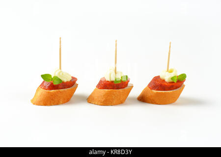 Crispy bread based canapes Stock Photo - Alamy