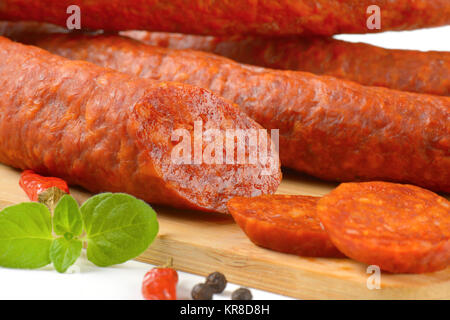 Spicy smoked Hungarian sausages Stock Photo - Alamy