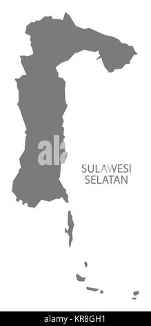 Area of Sulawesi Selatan, province of Indonesia, isolated on a solid ...