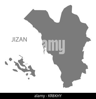 Shape of Jizan, region of Saudi Arabia, and its capital. Distance scale ...