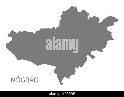 Area of Nógrád, county of Hungary, isolated on a solid background in a ...