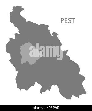 Area of Pest, county of Hungary, isolated on a solid background in a ...