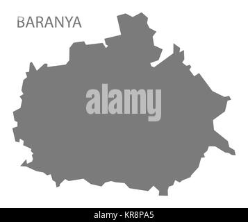 Area of Baranya, county of Hungary, isolated on a solid background in a ...