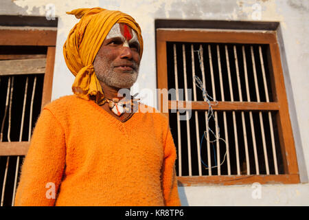 Saffron tika mark on forehead of man ; Pampore ; Saffron Town of ...