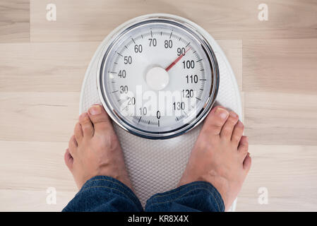 Person Standing On Weighing Scale Stock Photo Alamy