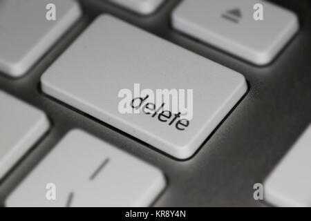 Close up of The keyboard delete key used deletes the highlighted text ...